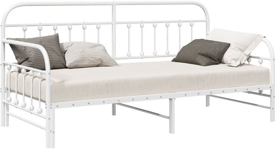 vidaXL - Dagbedframe - met - uittrekbed - Wit - 90x200 - cm - Staal | bol
