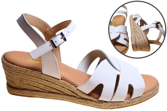 Stravers - Witte Espadrilles Sandalen Connect met Sleehak Maat 43 ...
