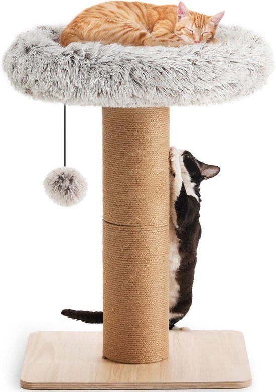 Krabpaal met bed plantstijl voor katten - Massief houten kattenpaal met ...