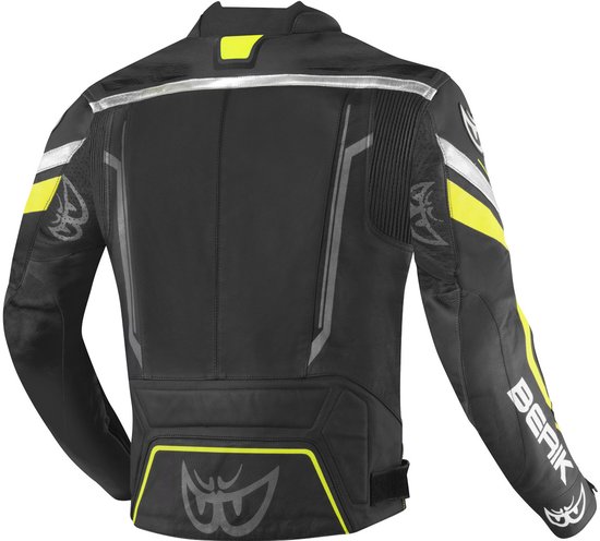 Berik Absolute Race Zwart Neon Geel Antraciet Leren Motorjas - Maat 48 ...