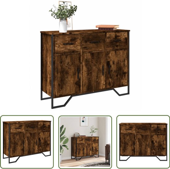 The Living Store Dressoir 97x32,5x74,5 cm bewerkt hout gerookt ...