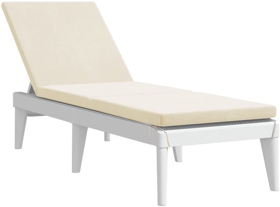 vidaXL Ligbed met kussen 186x60x29 cm polypropeen wit - Ligbed ...
