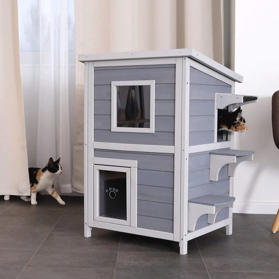 Trendy Kattenhuis voor Binnen en Buiten - 56 x 52 x 82 cm | bol