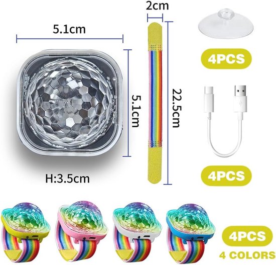 Opvallende Discobal Armband met Muziekgestuurd Licht - 4 Stuks ...