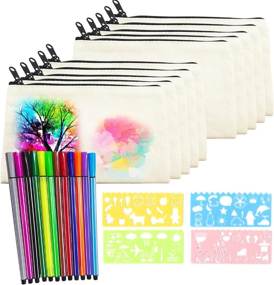 10 stuks canvas etui om te beschilderen - doe-het-zelf blanco stoffen ...