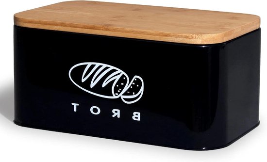 Broodtrommel met deksel van ecologisch bamboe - Ruime retro metalen ...