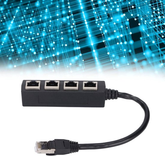 Ethernet Splitter Adapter 1 to 4 Network CAT 7 LAN Splitter Socket ...