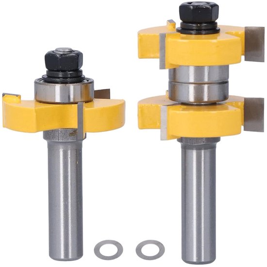 Tong en Groef Frezen Set - 2 Stuks, 1/2 inch Schacht, 3 Tanden, 2 Lager ...