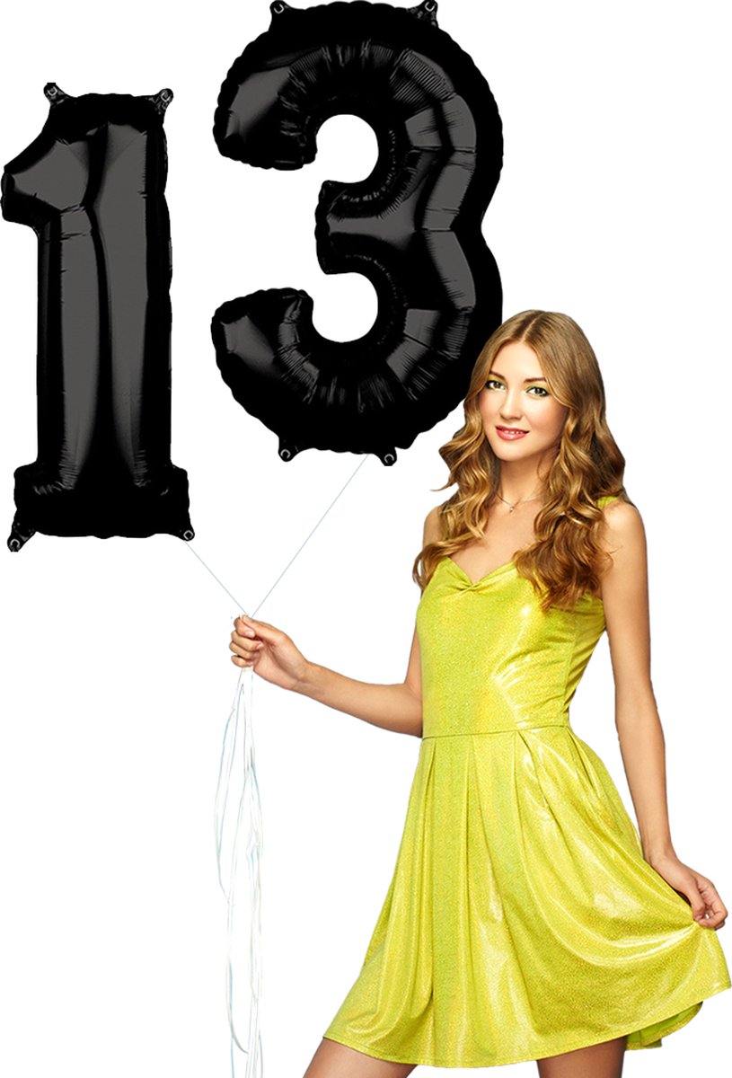 Zwarte cijfer 13 ballonnen. | bol.com