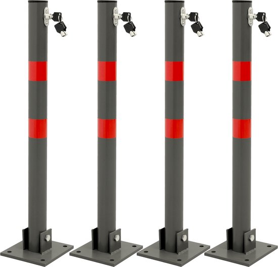4 x stalen bolders ca. 68cm rond antraciet-rood opvouwbaar | bol