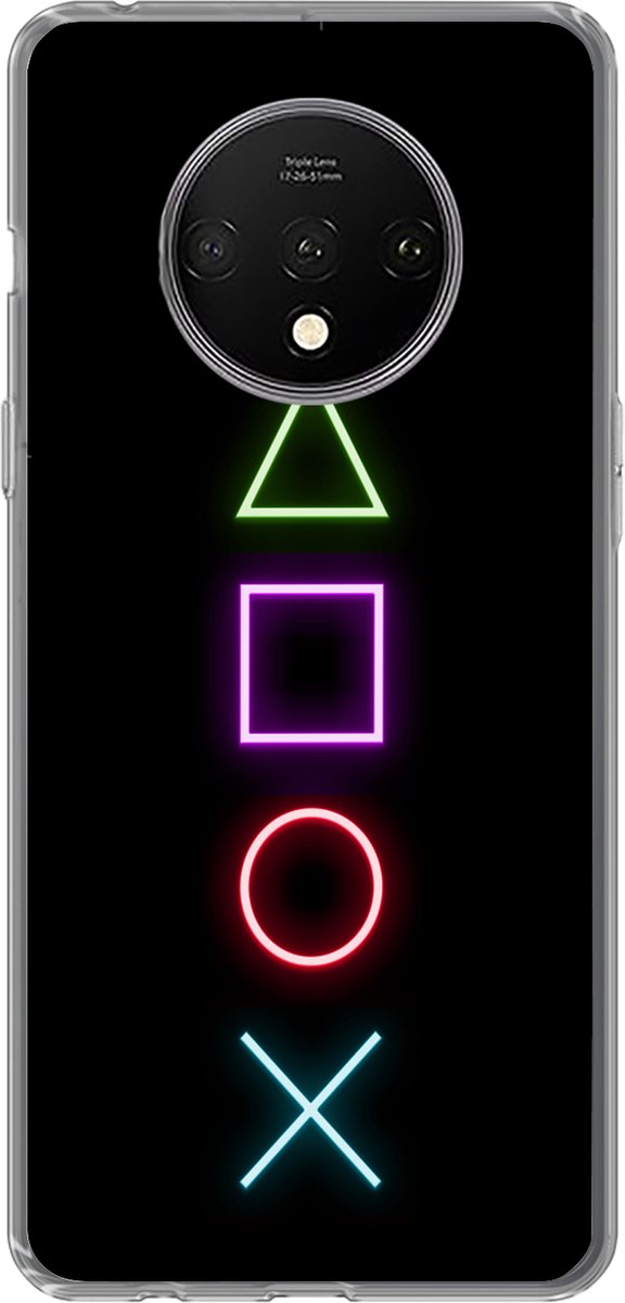 OnePlus 7T hoesje - Gaming - Neon - Console - Zwart - Controller ...