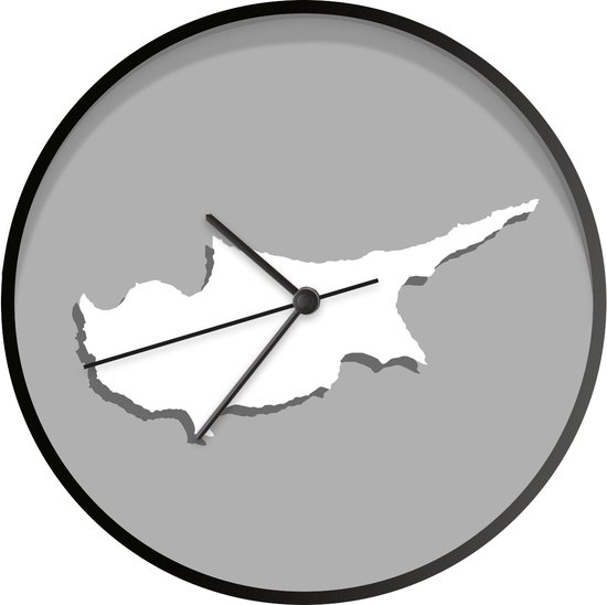 Klok Ø 30 Cm Illustratie Van Cyprus In Het Wit In Een Groene Cirkel