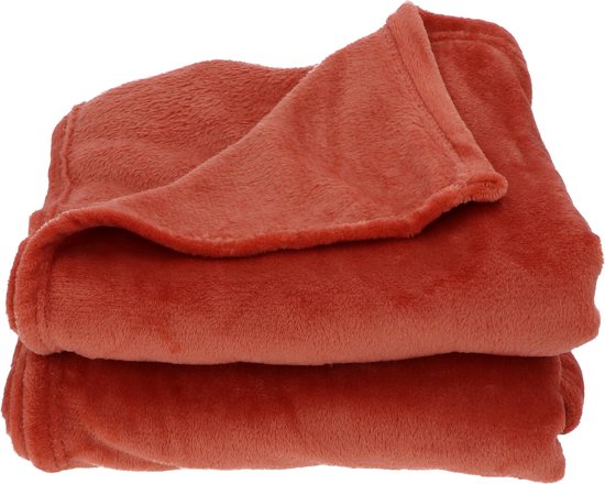 4goodz super Zachte en Grote Fleece Plaid - 180x220 cm - Terracotta | bol