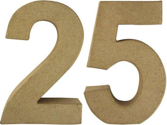 Leeftijd 25 jaar Papier mache 3D hobby knutsel cijfers setje van 15 x 9 ...