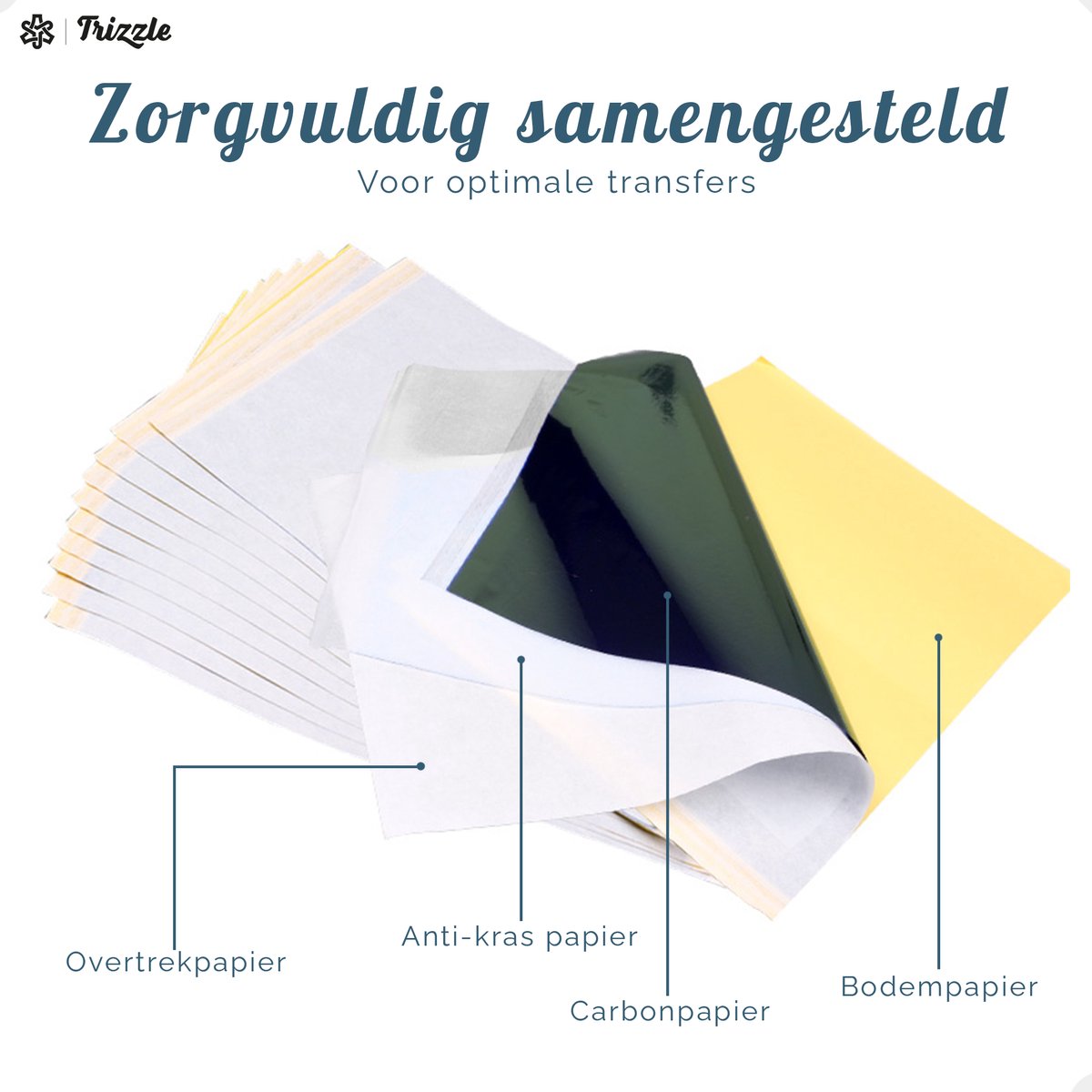 Trizzle 25 Stuks Transferpapier – Tattoo Papier Transferpaper – Carbon ...