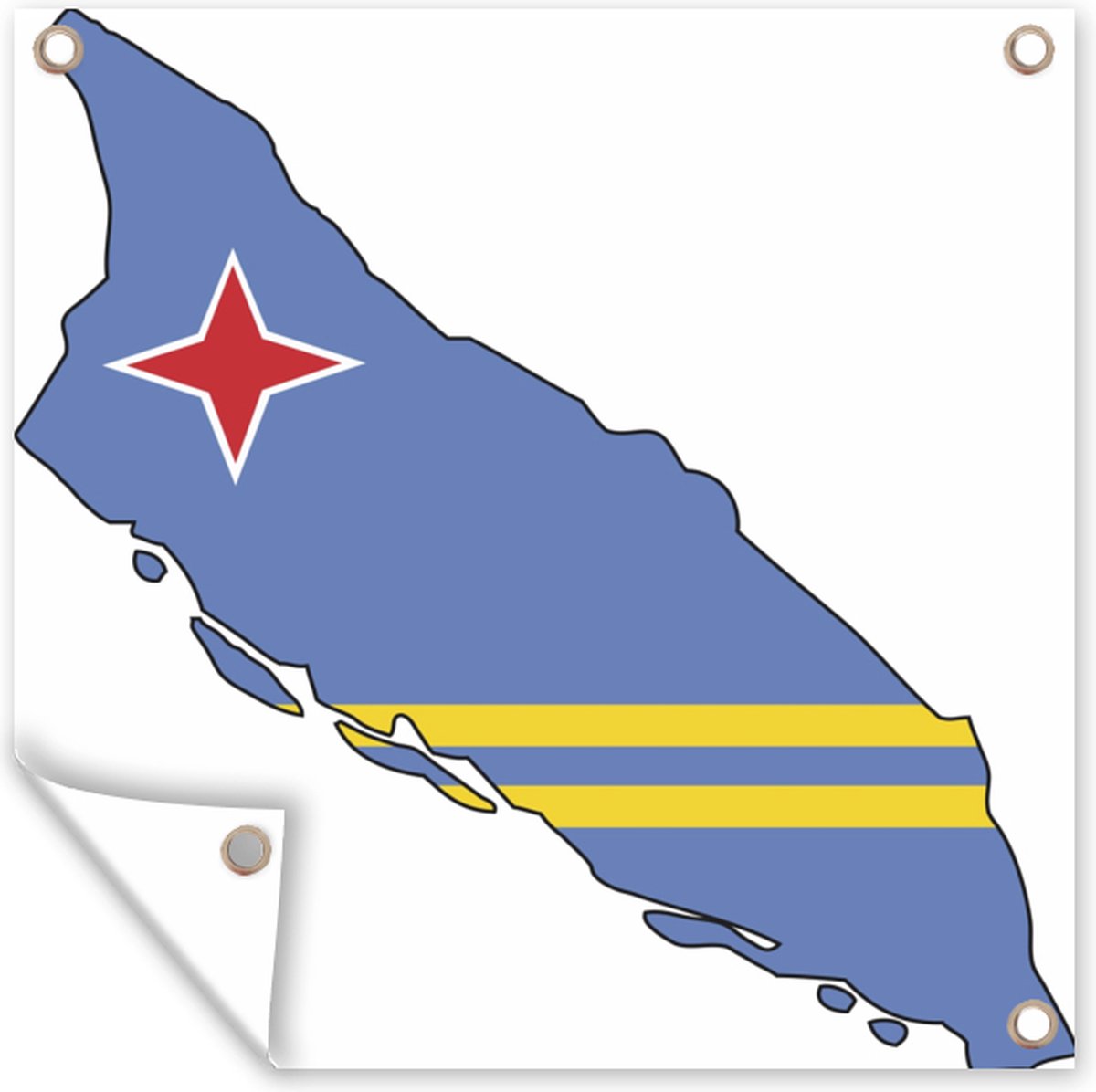 Tuinposters Een illustratie van de vlag van Aruba in de vorm van het ...