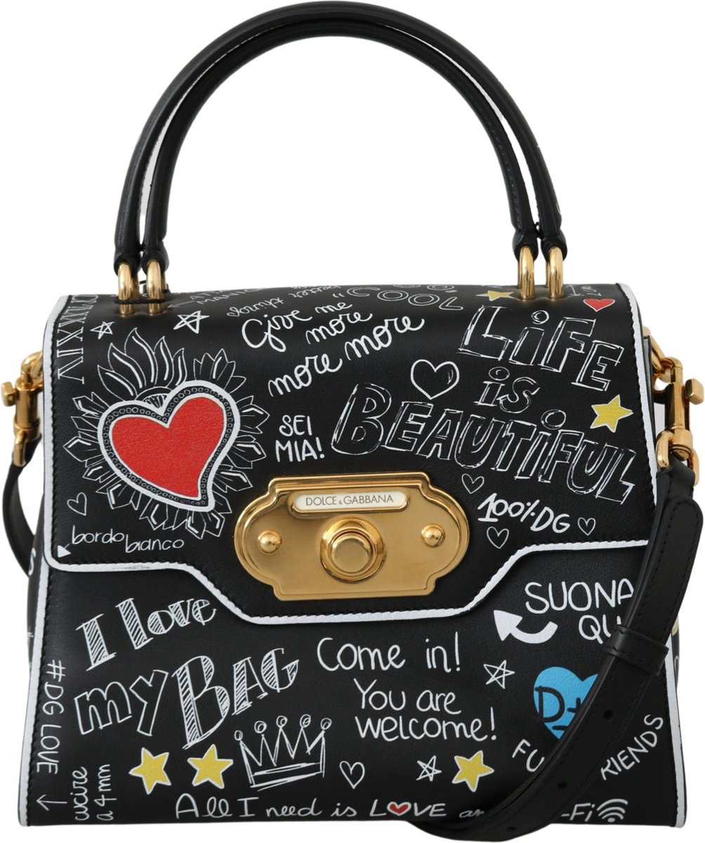 Black Leather DG Heart Crossbody WELCOME Purse | bol.com