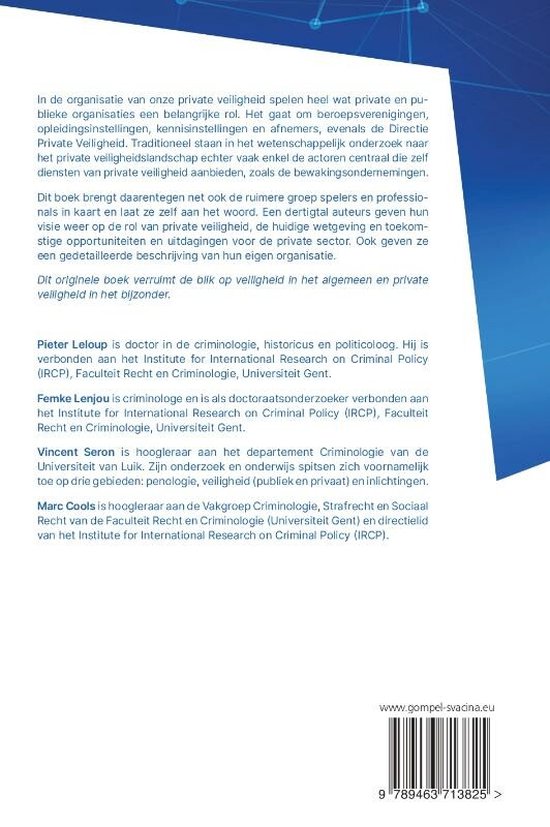 Private veiligheidsactoren in België | 9789463713825 | Marc Cools ...