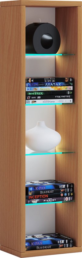VCM Houten CD DVD Stand Opslag Boekenkast Decoratieve Plank Glas Rasato ...