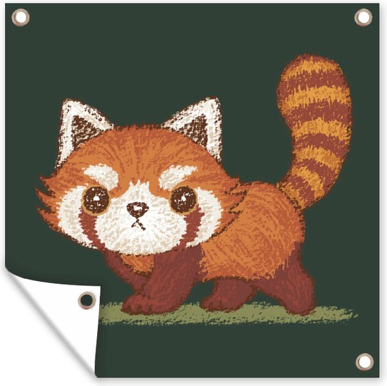 Tuin poster tekening van een nieuwsgierige rode panda - 200x200 cm ...