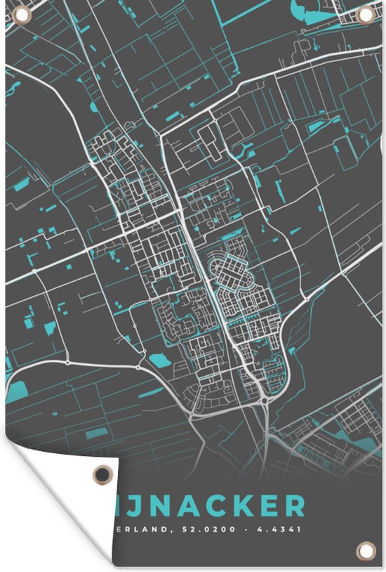 Tuindecoratie Plattegrond - Pijnacker - Kaart - Stadskaart - 40x60 cm ...