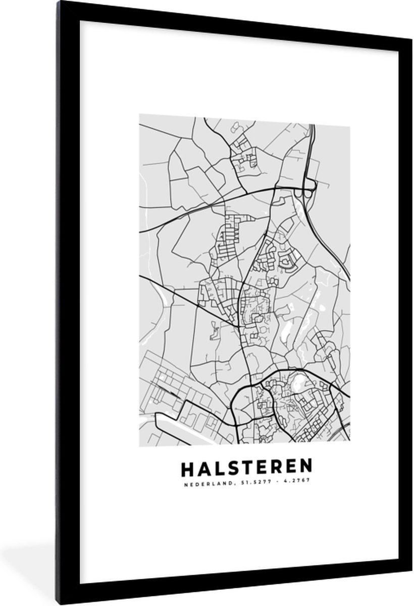 Fotolijst incl. Poster - Halsteren - Plattegrond - Kaart - Stadskaart ...