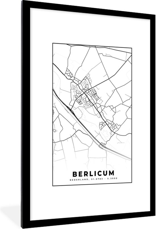 Fotolijst incl. Poster - Plattegrond - Berlicum - Kaart - Stadskaart ...
