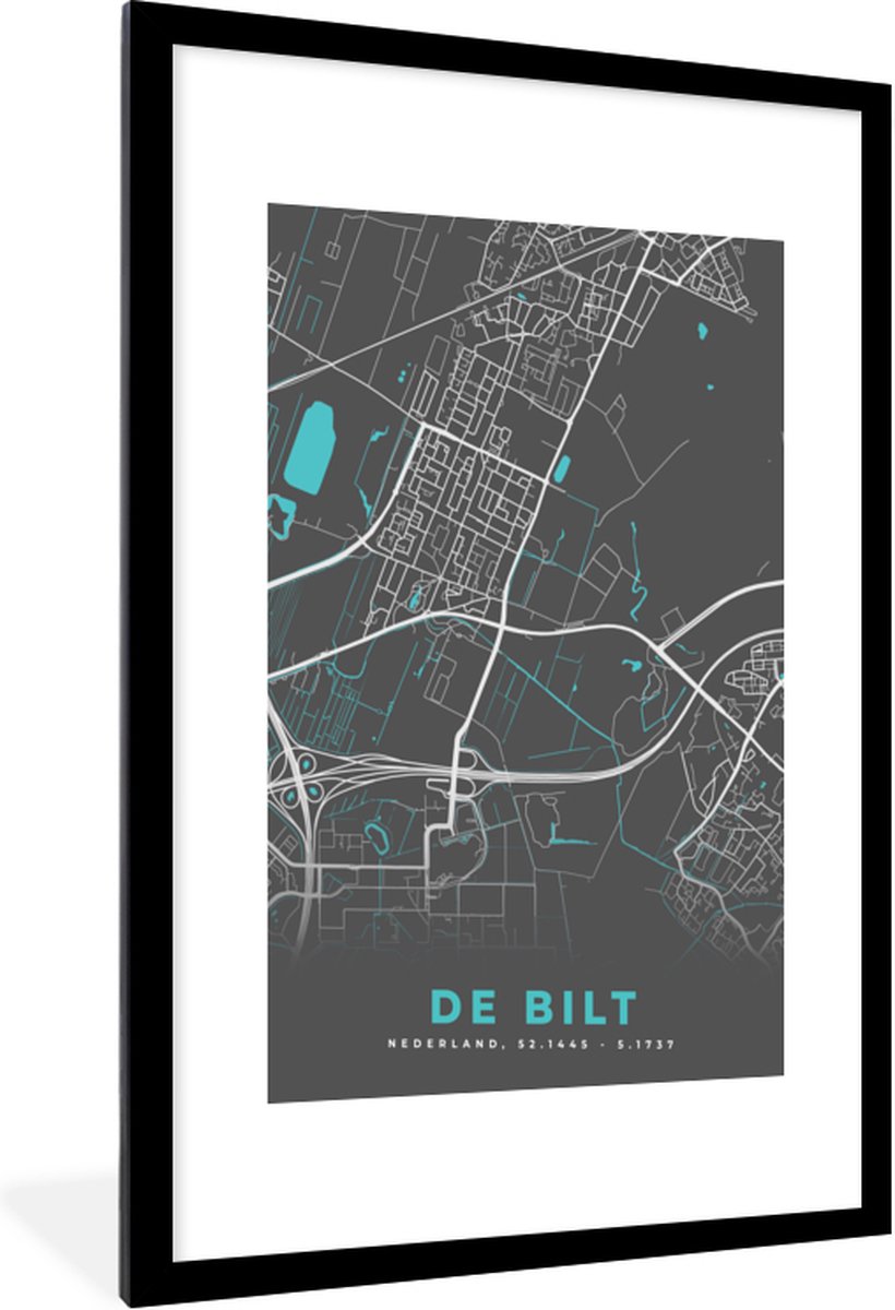Fotolijst incl. Poster - De Bilt - Stadskaart - Kaart - Plattegrond ...