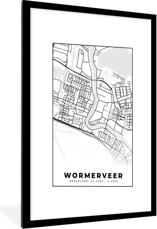 Fotolijst incl. Poster - Wormerveer - Kaart - Plattegrond - Stadskaart ...
