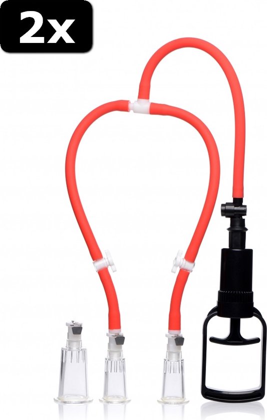 2x 3-Way Suck Her Nipple and Clit Pump System - Red | bol.com