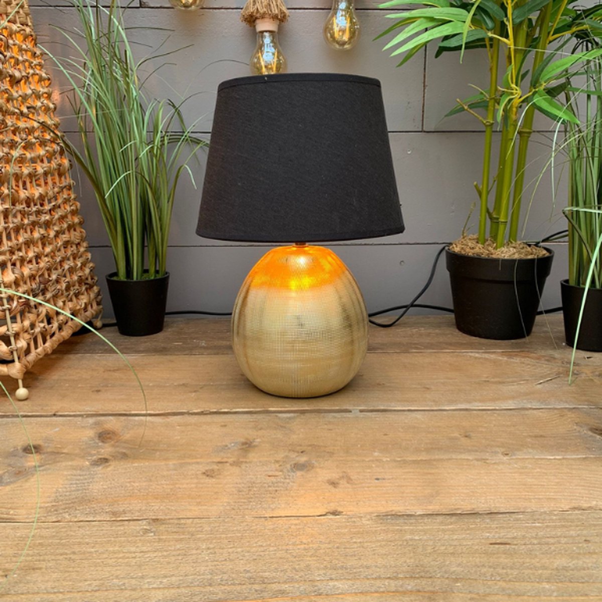 Reality Luxor - Tafellamp Modern - Goud - H:35cm - Ø:24cm - E27 - Voor ...
