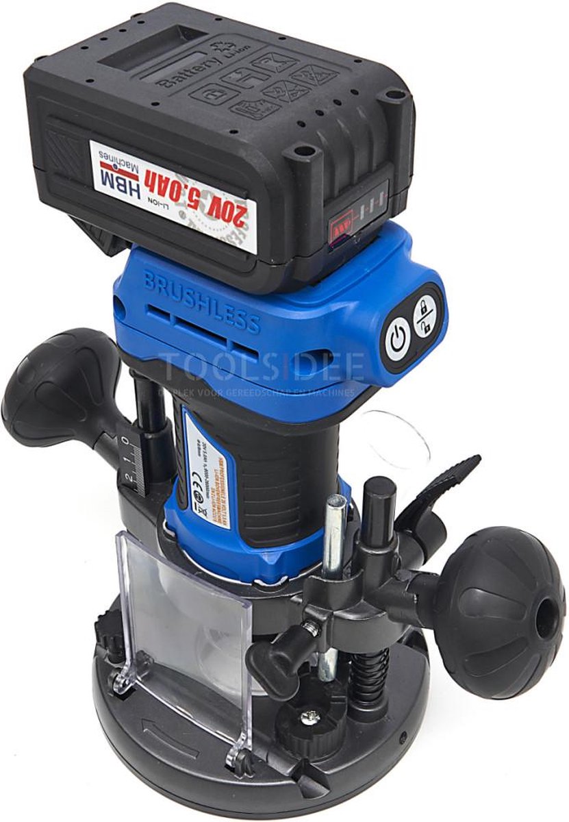 HBM Professionele 20 Volt 5,0 AH Li-ion Bovenfreesmachine en 2 Li-ion ...