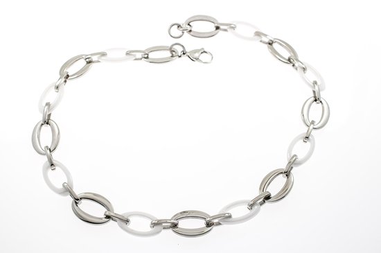 Edelstaal RVS collier met witte keramiek model ANNABEL | bol