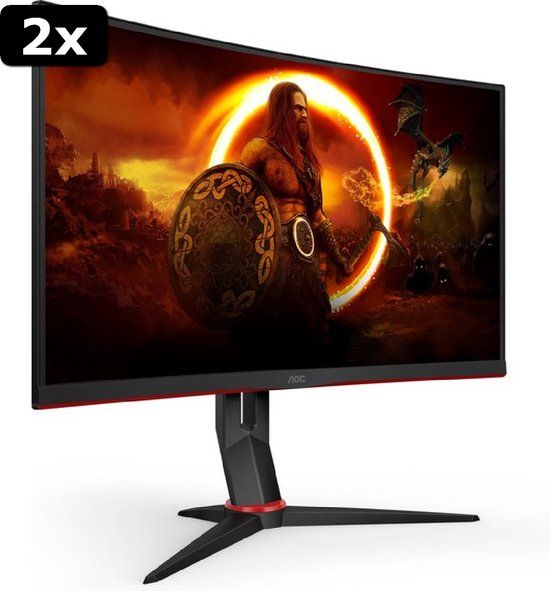 2x AOC C24G2U - Full HD VA Curved 165Hz Gaming Monitor - 24 Inch | bol