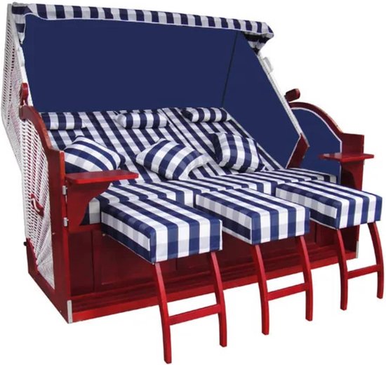 vidaXL Strandkorf Classic XXL blauw-wit 3 personen | bol.com