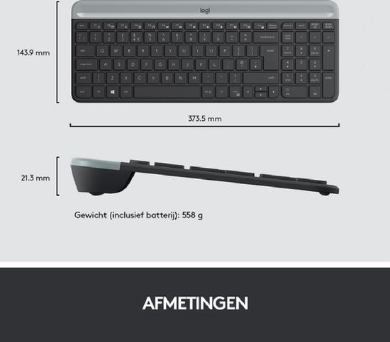 Logitech MK470 Slim Combo - Draadloos toetsenbord en muis - QWERTY - Zwart | bol.com