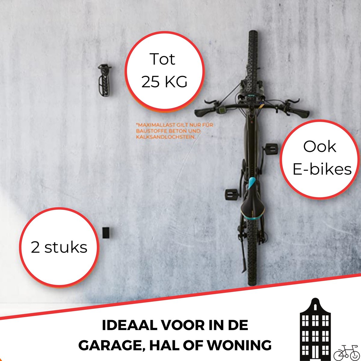 Set van 4 muurbeugels van BYKER Amsterdam - Ophangsysteem - Fietsbeugel ...