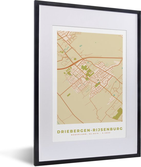 Fotolijst incl. Poster - Kaart - Plattegrond - Stadskaart - Driebergen ...