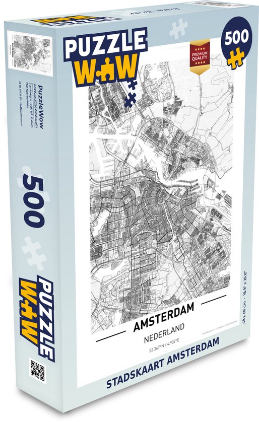 Puzzel Stadskaart Amsterdam - Legpuzzel - Puzzel 500 stukjes ...