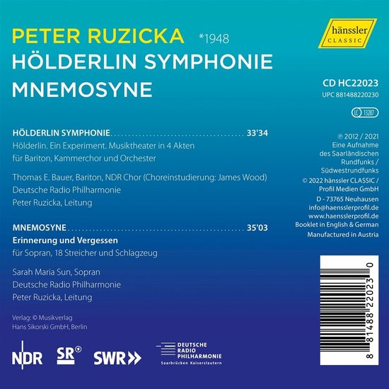 Sarah Maria Sun, Thomas E. Bauer, NDR Chor - Ruzicka: Hölderlin ...