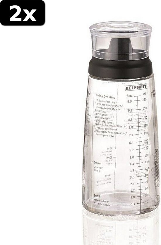 2x Leifheit 3195 Proline Dressing-Shaker 300 ml Glas/Zwart | bol.com