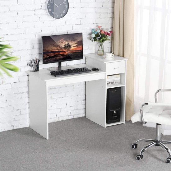 Furnibellaa - Schrijftafel computertafel 112 x 50 x 82 cm, bureau met ...
