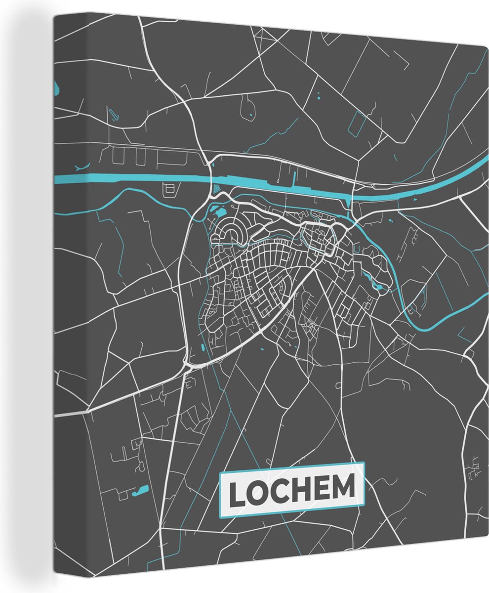 Canvas Schilderij Stadskaart - Lochem - Plattegrond - Kaart - 90x90 cm ...