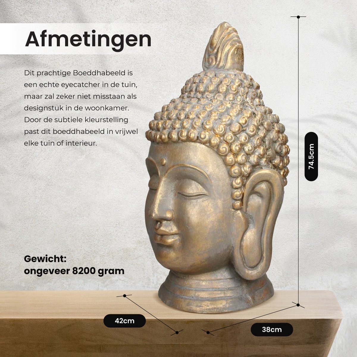 Cheqo® Luxe Boeddha Beeld - Buddha Beeld voor Binnen en Buiten ...
