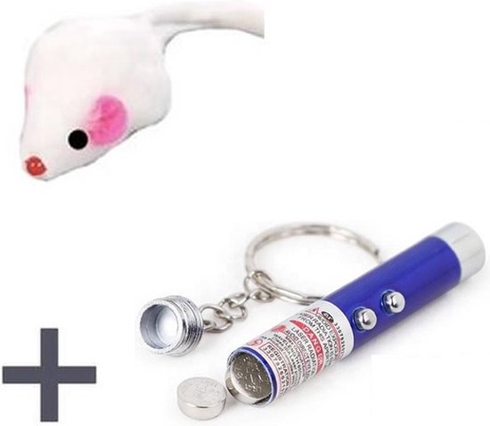 Speelmuisje ALBINO WIT muis 5 cm met laserlampje | bol