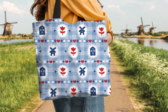 Schoudertas - Strandtas - Shopper Illustratie van een Delfts blauw ...