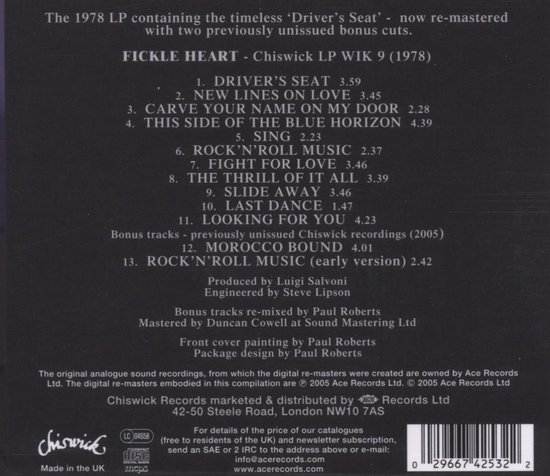 Fickle Heart Special Edition, Sniff 'N' The Tears | Muziek | bol