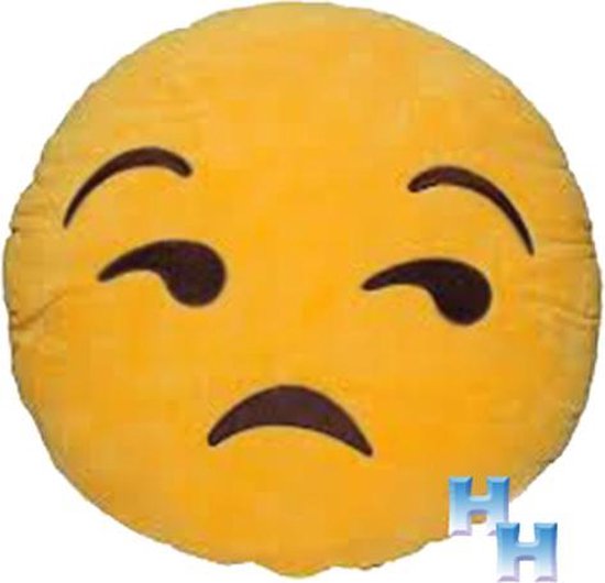 Emoji - Emoticon - Smiley - Knuffel- kussen- "verveeld" | bol.com