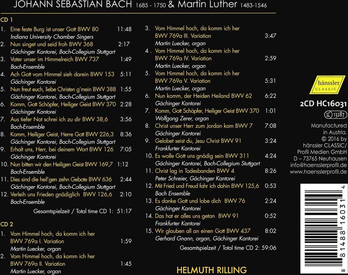 Gachinger Kantorei & Bach-Collegium Stuttgart - Eine Feste Burg Ist ...