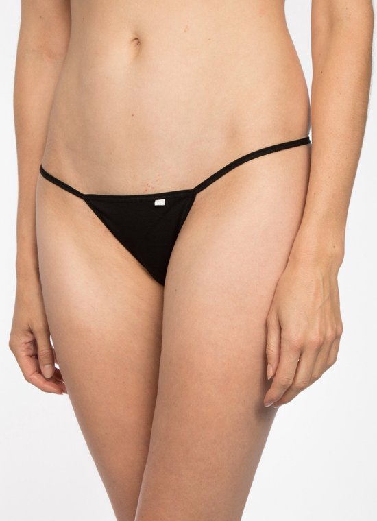 Claesen's® - Dames 2-pack Mini String - Zwart - 95% Katoen - 5% Lycra | bol